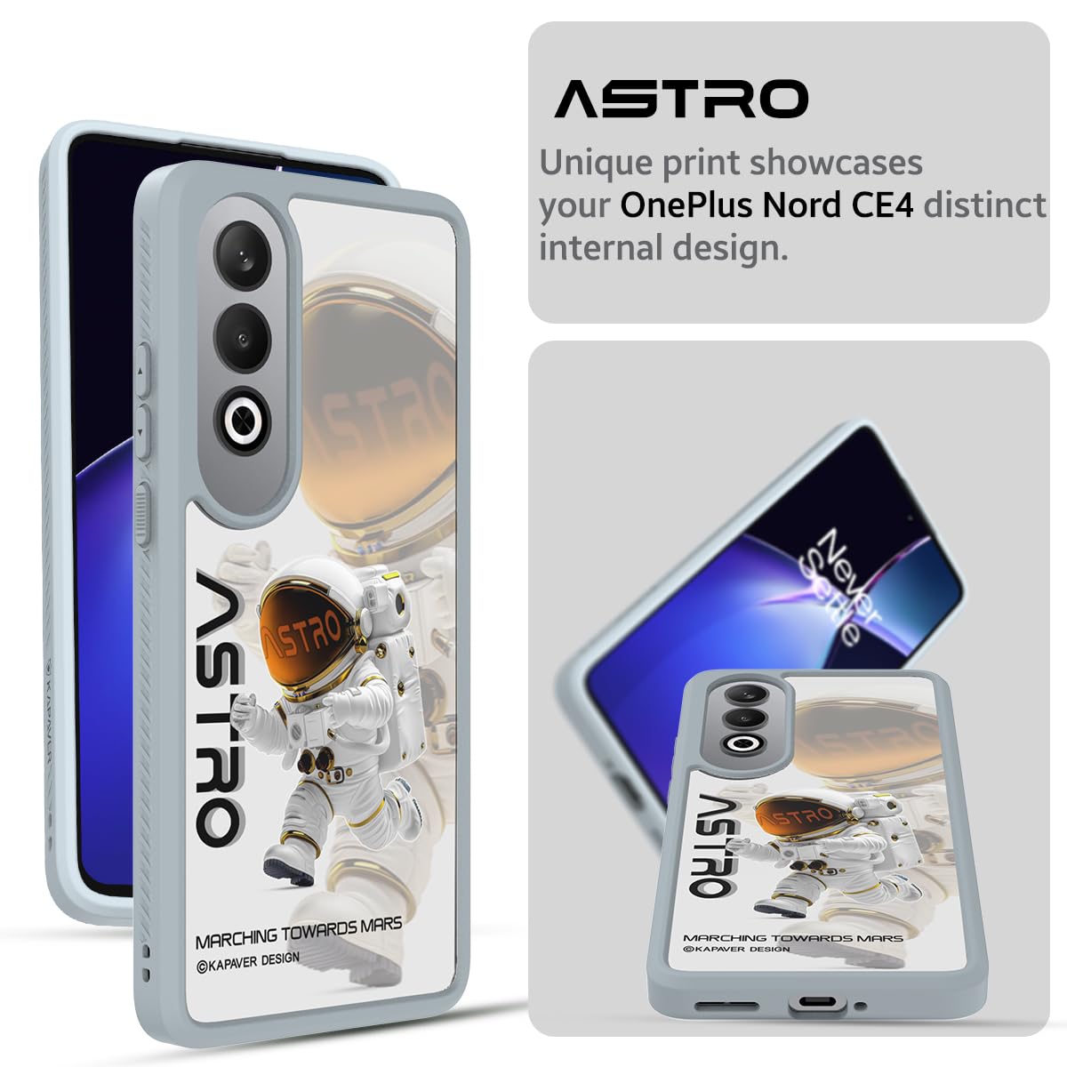 Best OnePlus Nord CE4 5G Back Cover Case | Impulse (Astro Big Eyes) - Gray