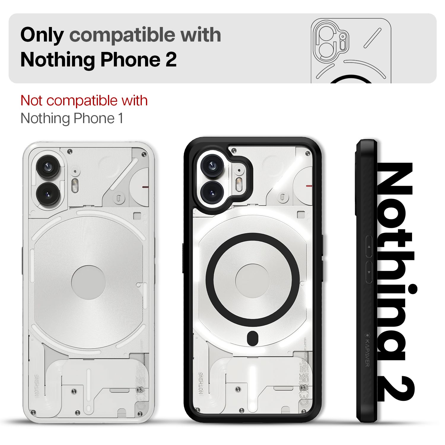 Best Nothing Phone 2 Back Cover Case (Magsafe Support) | Mag X - Black