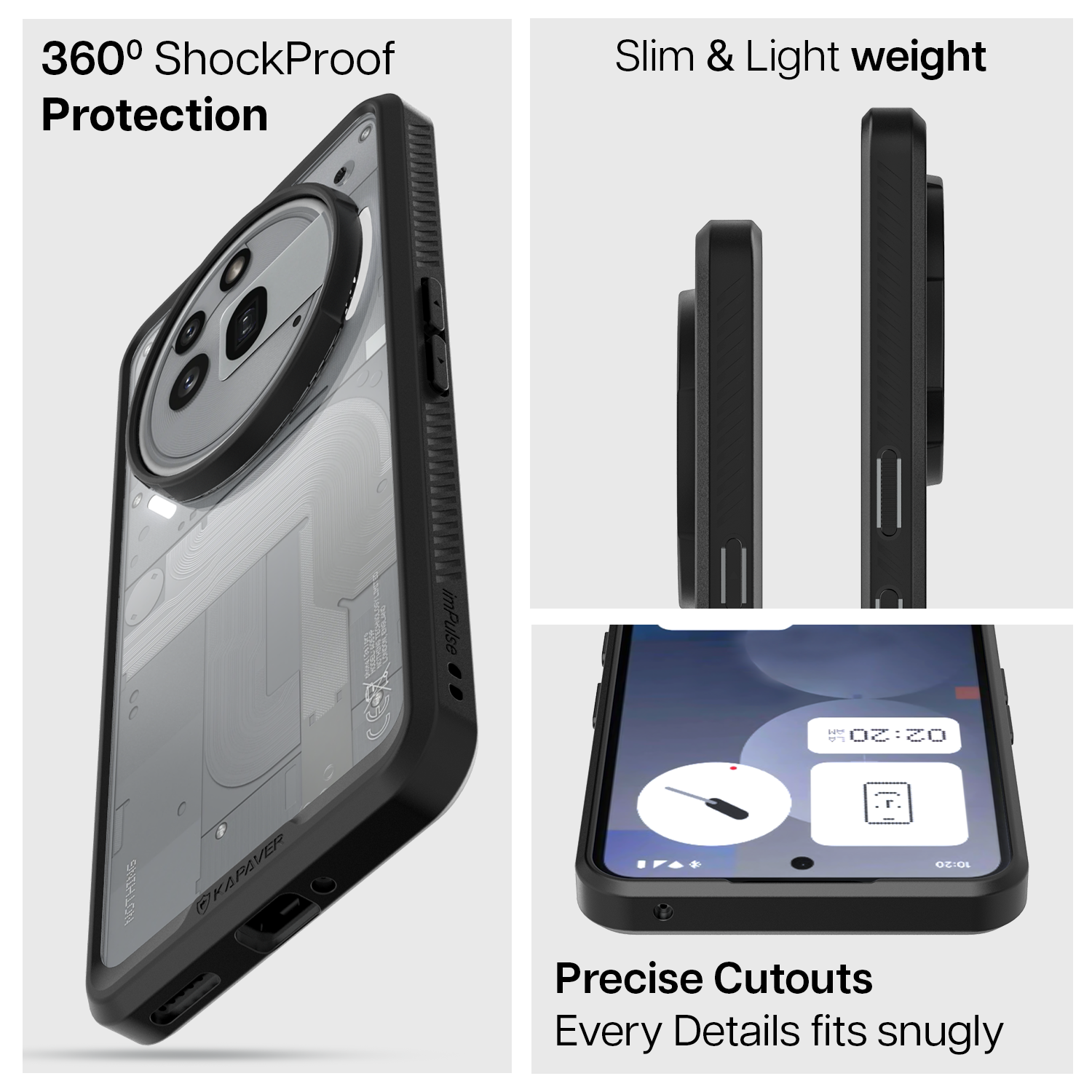 Best Nothing Phone 3a Pro Back Cover Case | Impulse - Black